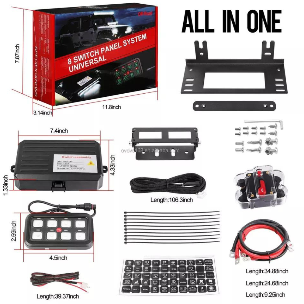 8 Gang LED Switch Control Panel - For UTV | Aussie Powersports
